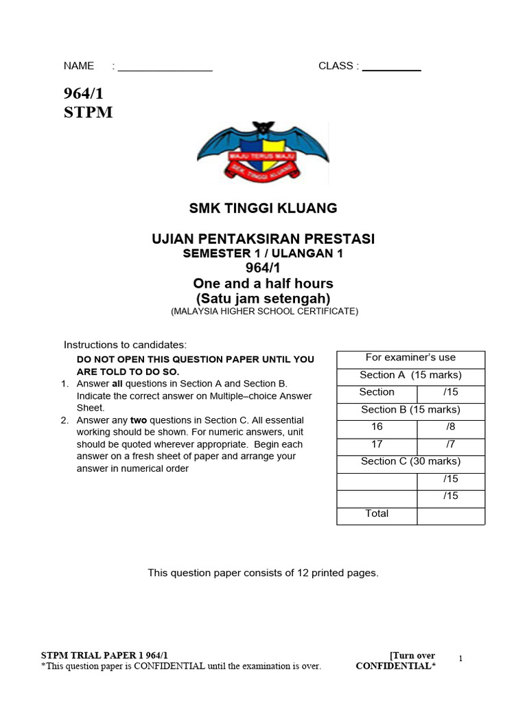 Stk Trial Term 1 2021 Q A Pdf Cell Membrane Cellular Respiration