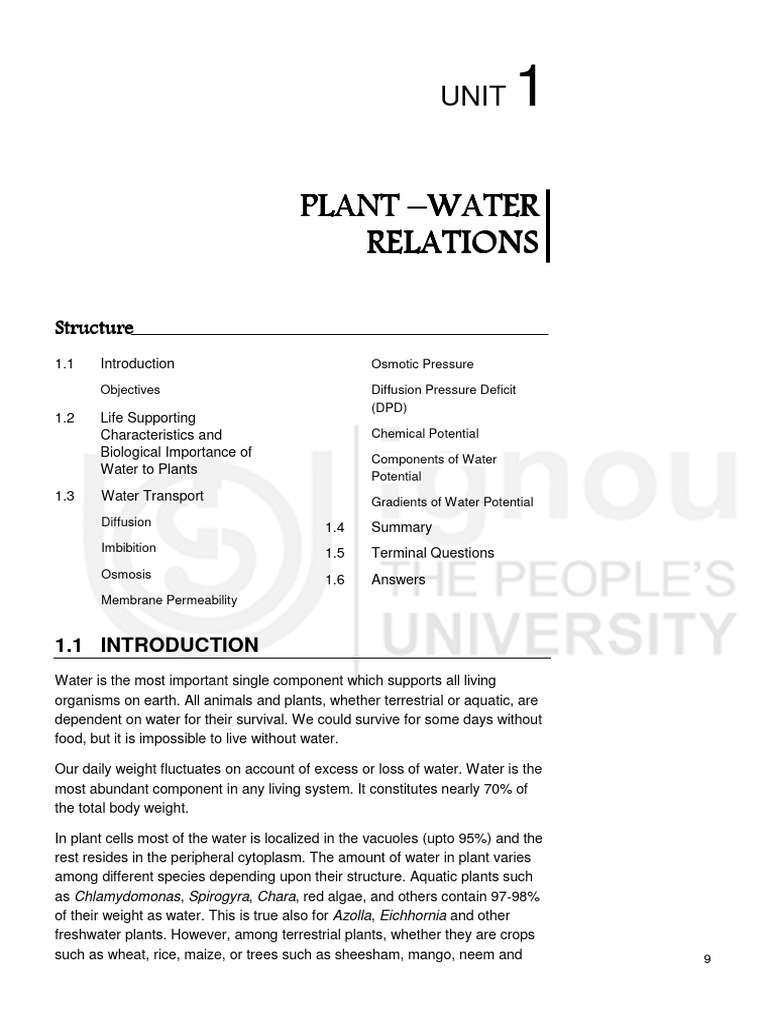 Unit-1 | PDF | Osmosis | Diffusion