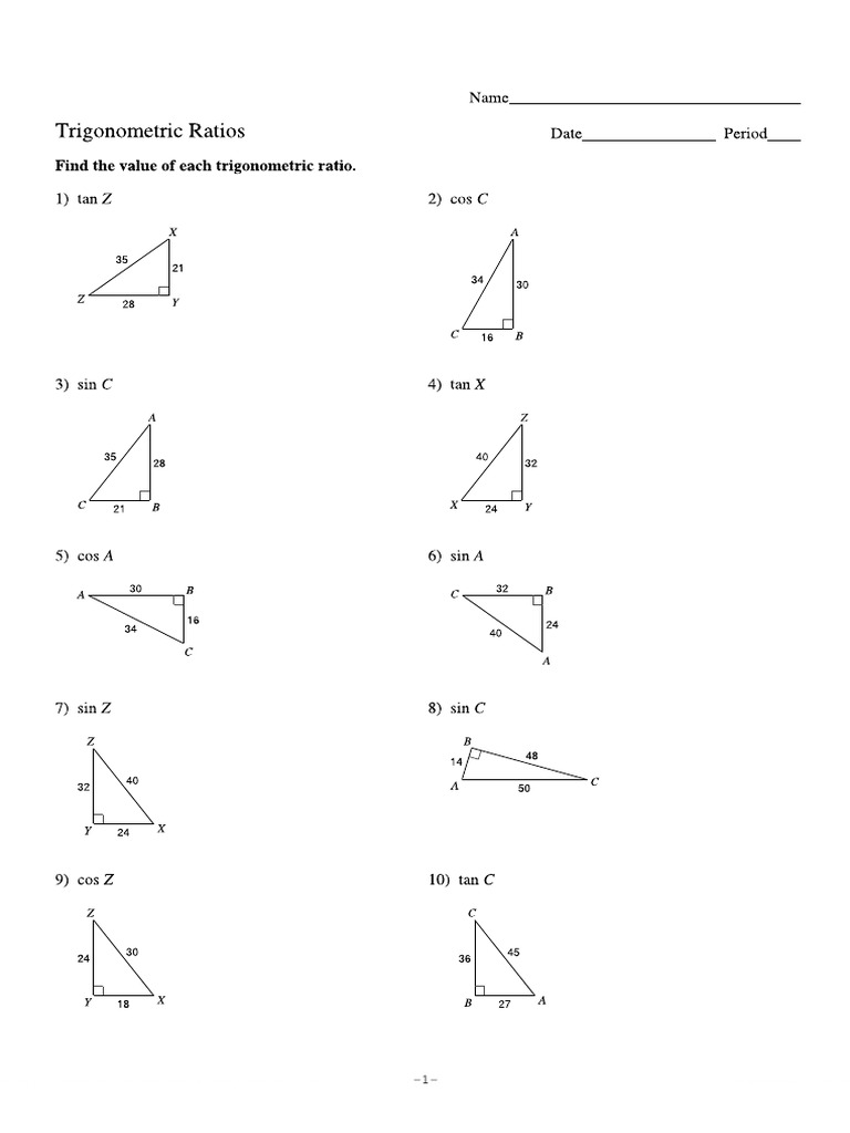 Trigonometric Ratios 1 | PDF