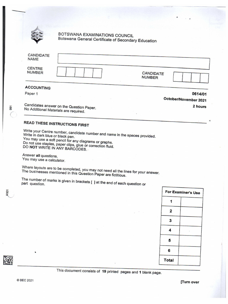 Accounting Paper 1 2021 | PDF
