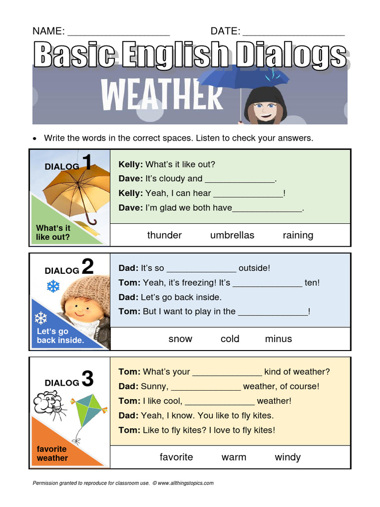 Basic English Dialogs Weather | PDF | Behavior Modification | Applied ... Basic English Dialogs Weather | PDF | Behavior Modification | Applied ...