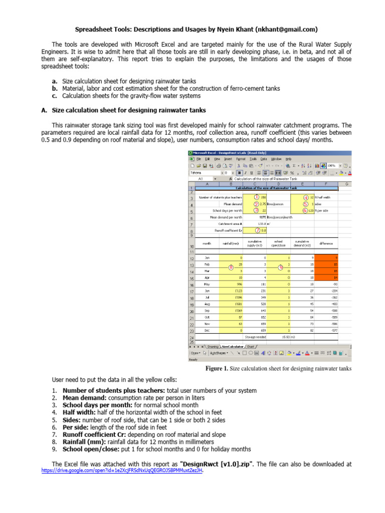 1) Spreadsheet Tools - Descriptions and Usages (Water Supply) | PDF | Spreadsheet | Microsoft Excel