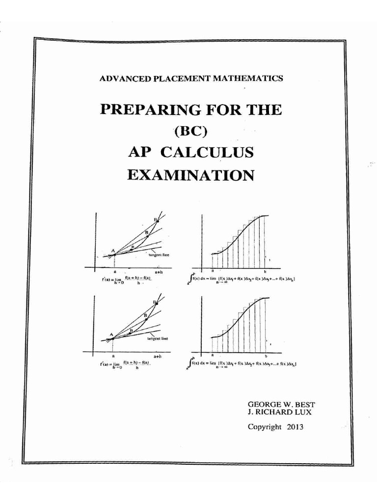 Preparing For The BC AP Calculus Examination George Best | PDF