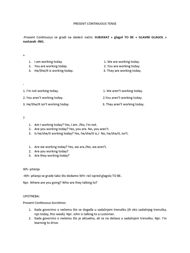 Present Continuous Tense Explained | PDF