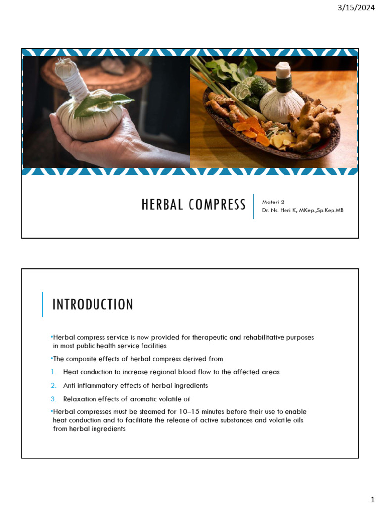 Kuliah - Herbal Compress | PDF | Pain | Turmeric