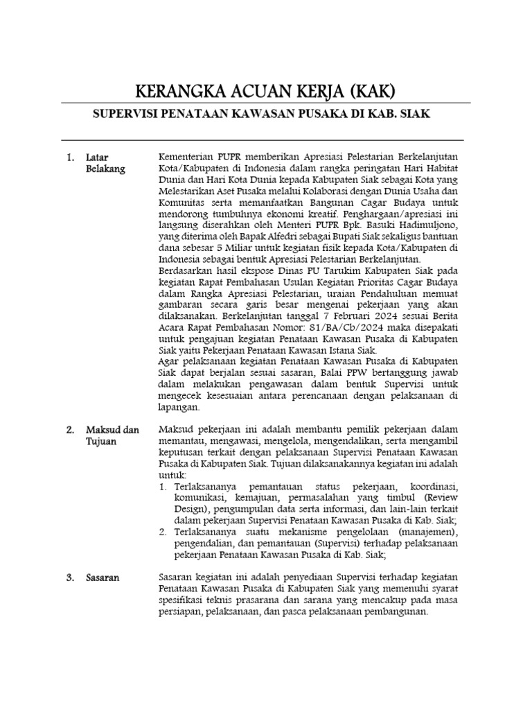 KAK SPV Siak | PDF | Komputer