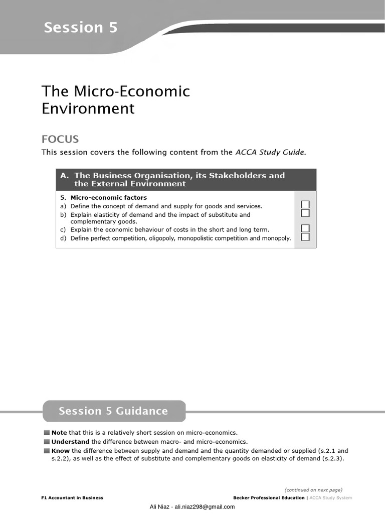 F1-05 The Micro-Economic Environment | PDF | Demand | Microeconomics