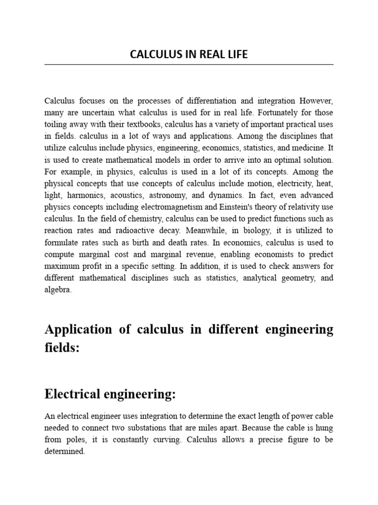 Real-Life Applications of Calculus | PDF | Calculus | Physics