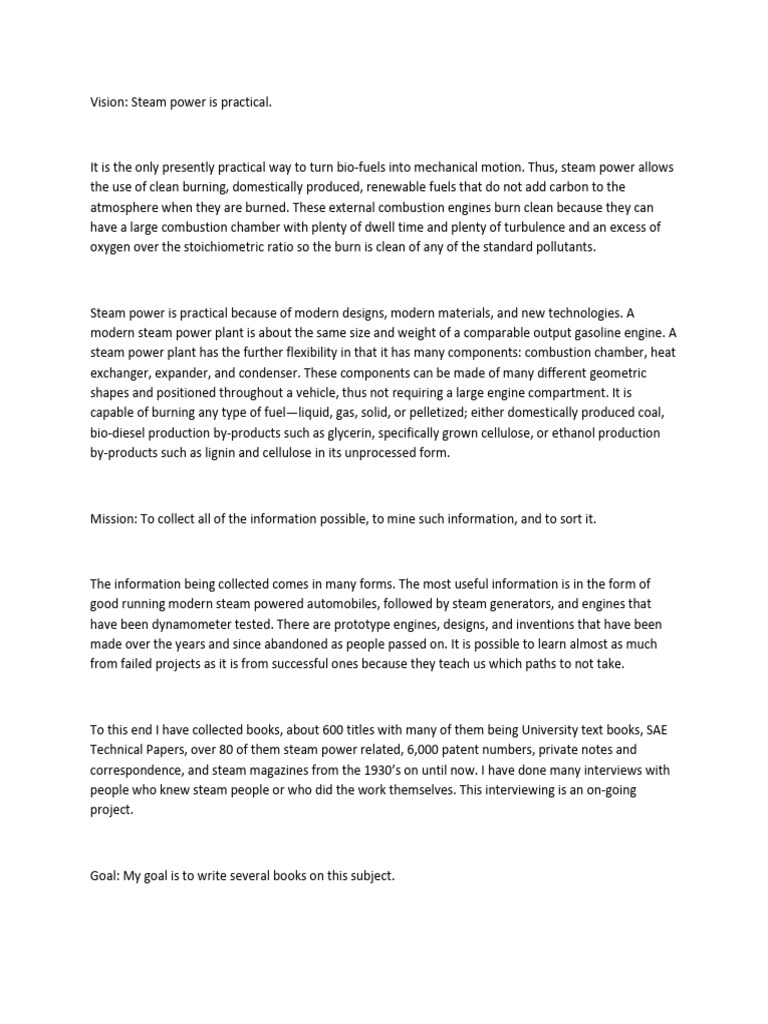 Vision Essay | PDF | Engines | Steam Engine