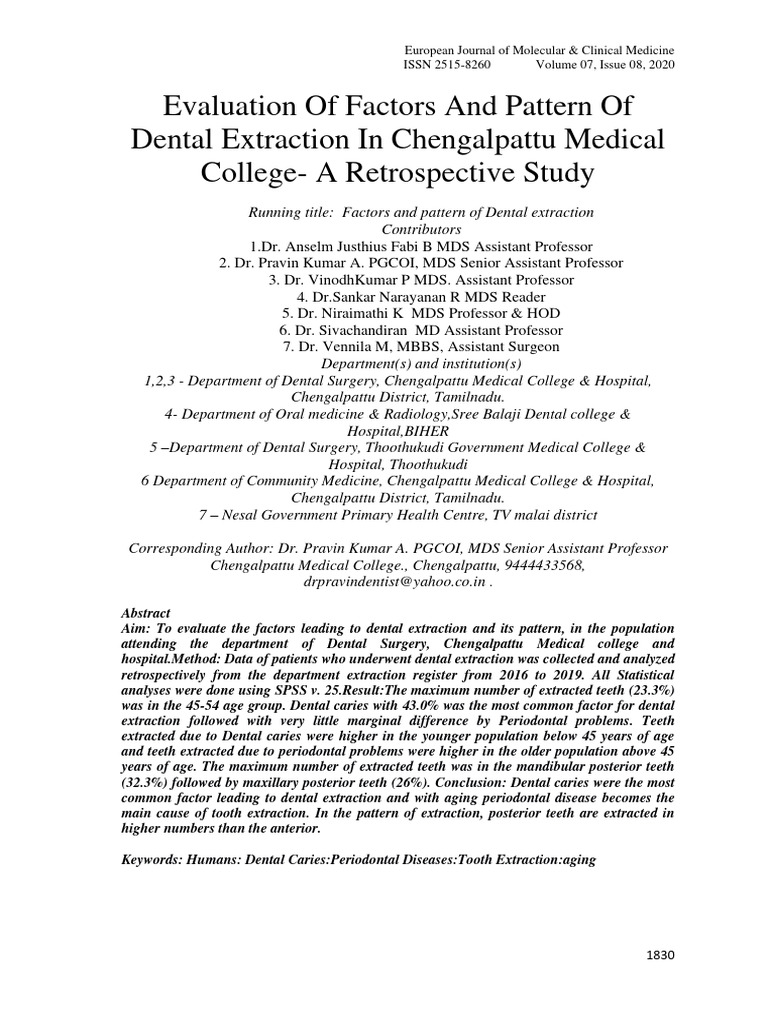 EJMCM - Volume 7 - Issue 8 - Pages 1830-1836 | PDF | Dentistry | Human ... EJMCM - Volume 7 - Issue 8 - Pages 1830-1836 | PDF | Dentistry | Human ...