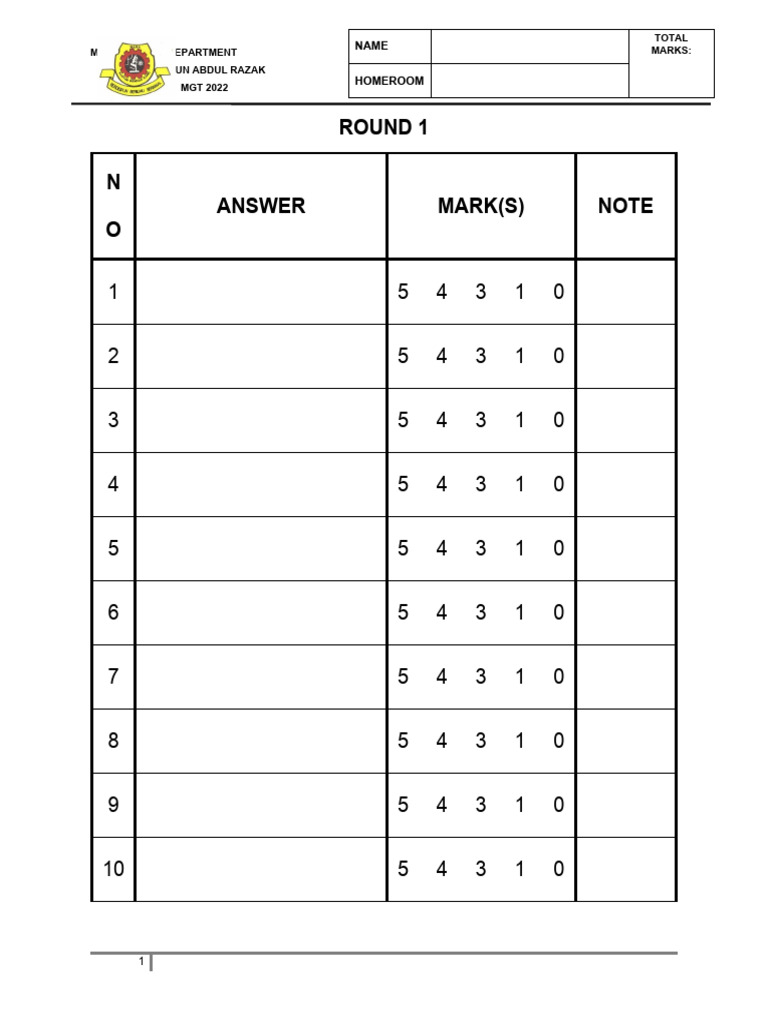 ANSWER SHEET GMT | PDF