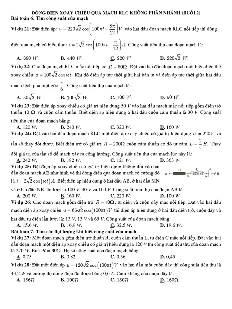 (48.1) Ví D Dong Dien Xoay Chieu Qua Mach RLC Va Mach RLRC (Bu I 2) | PDF