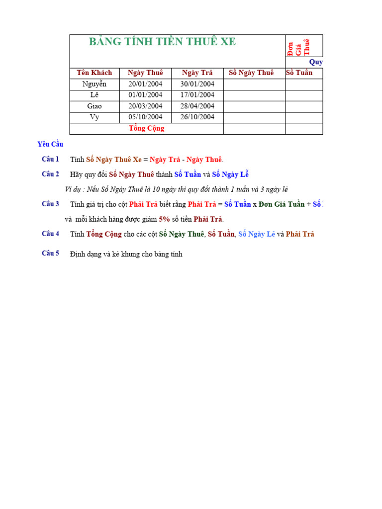 Bai Tap Thuc Hanh Excel 2 | PDF