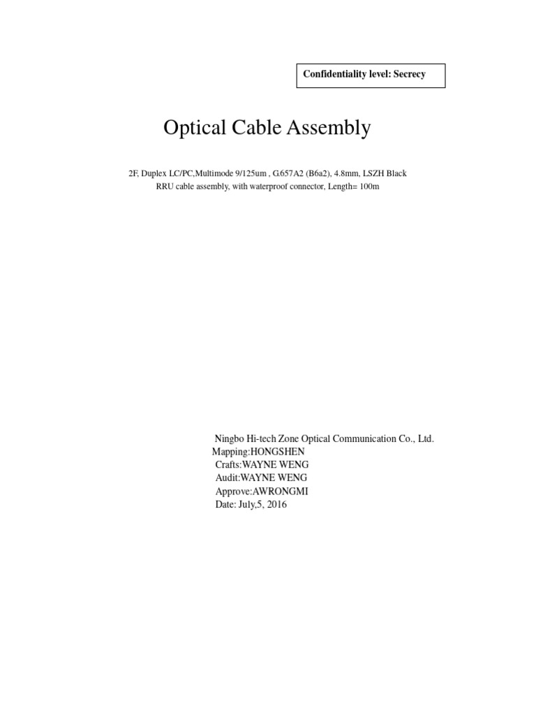 RRU Cable Assembly Specifications | PDF | Optical Fiber | Optics