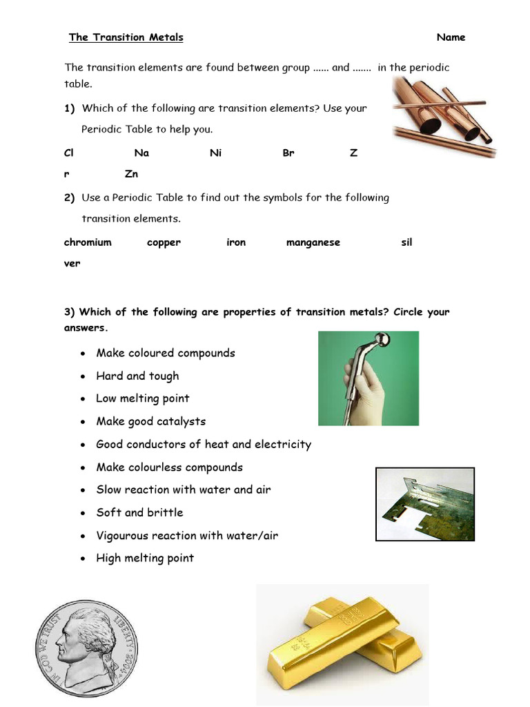 Transition Metals: Properties and Uses | PDF