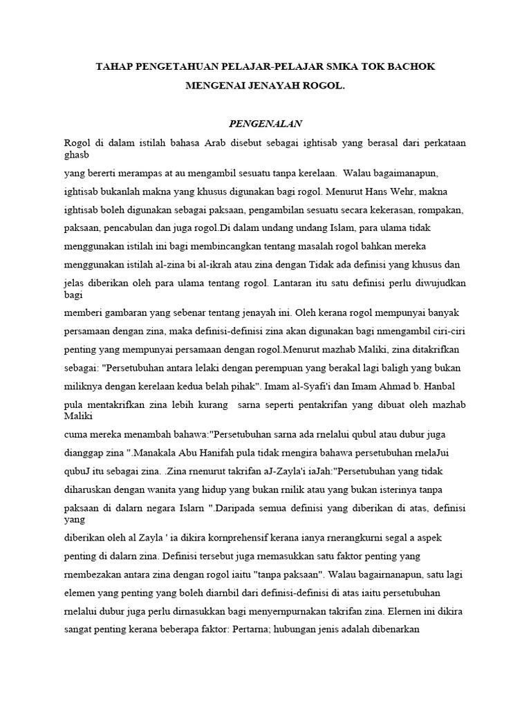 Pengetahuan Pelajar SMKA Tok Bachok tentang Rogol | PDF