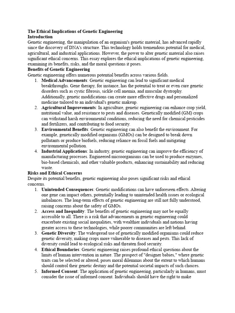 The Ethical Implications of Genetic Engineering | PDF | Genetic ...