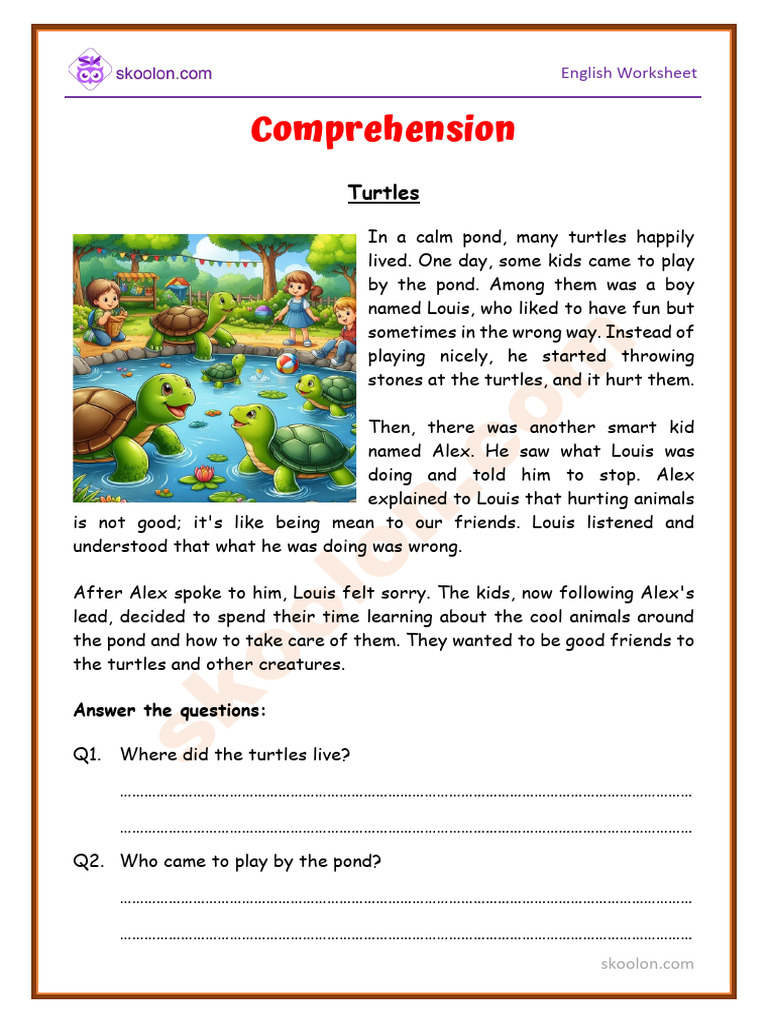 G2 English Comprehension Turtles 685 | PDF
