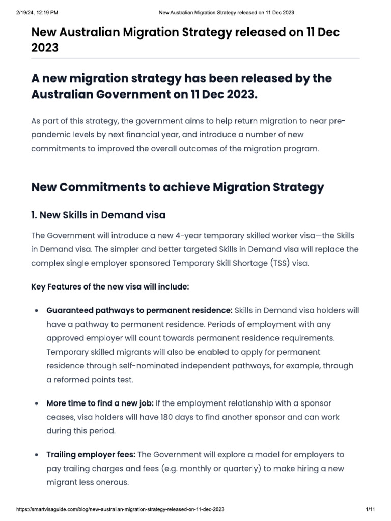 New Australian Migration Strategy Dec 2023 | PDF
