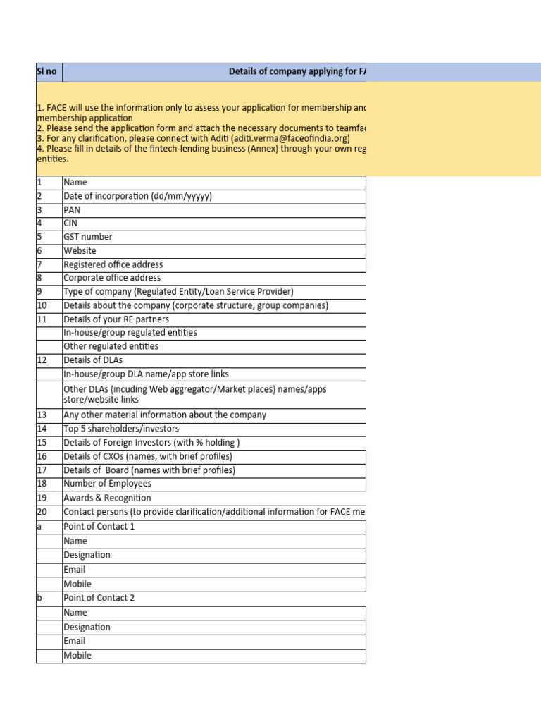 FACE Membership Application Form | PDF | Interest | Loans