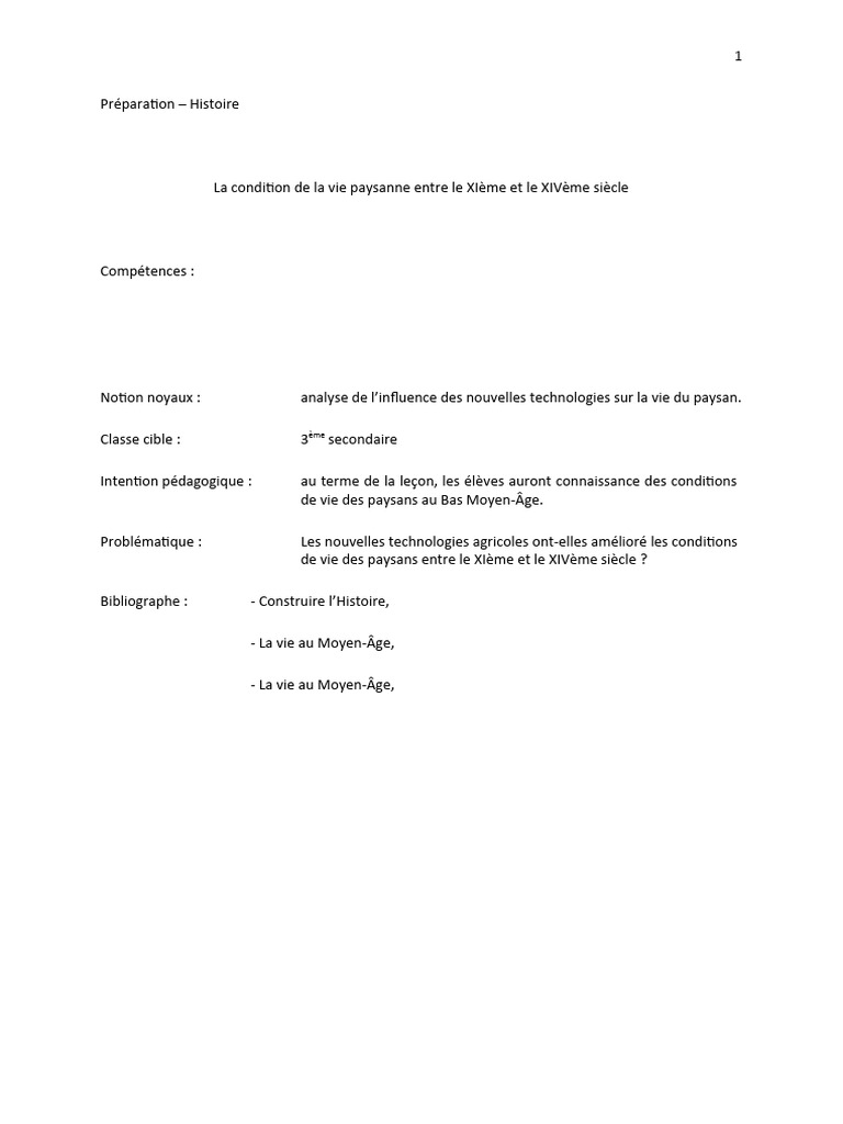 Conditions de vie des paysans au Moyen Âge | PDF | Pâturage | Servage