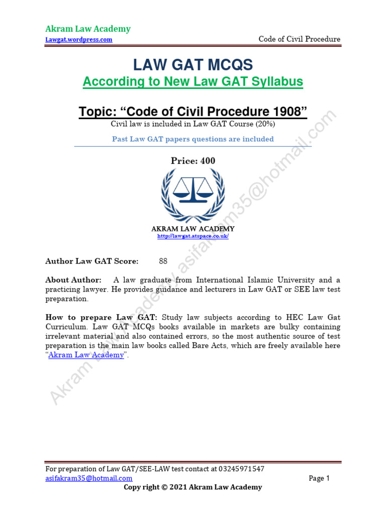 CPC Mcqs Law | PDF | Judgment (Law) | Appeal