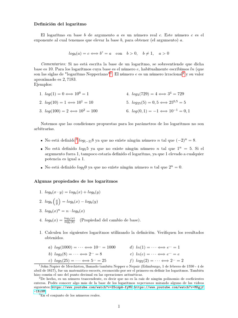 Apunte Logaritmos | PDF | Logaritmo | Aritmética