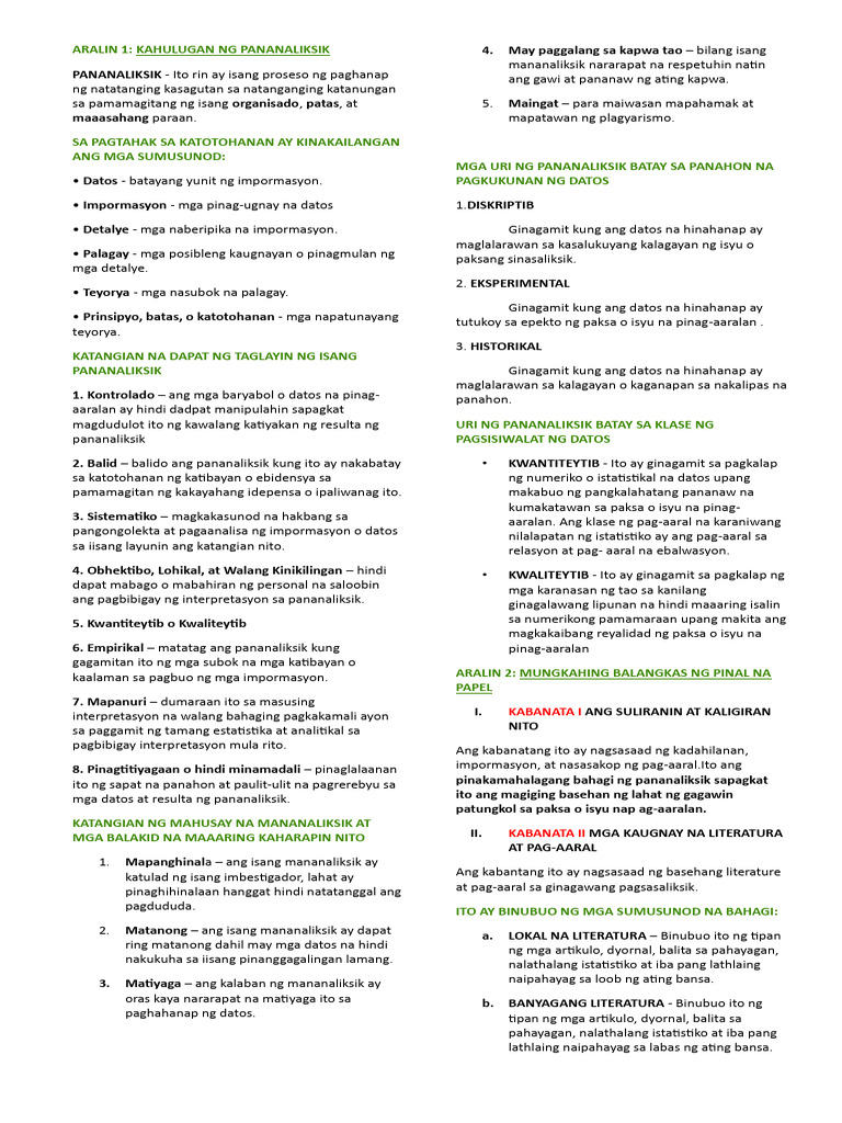 Handouts PP 4TH Quarter | PDF