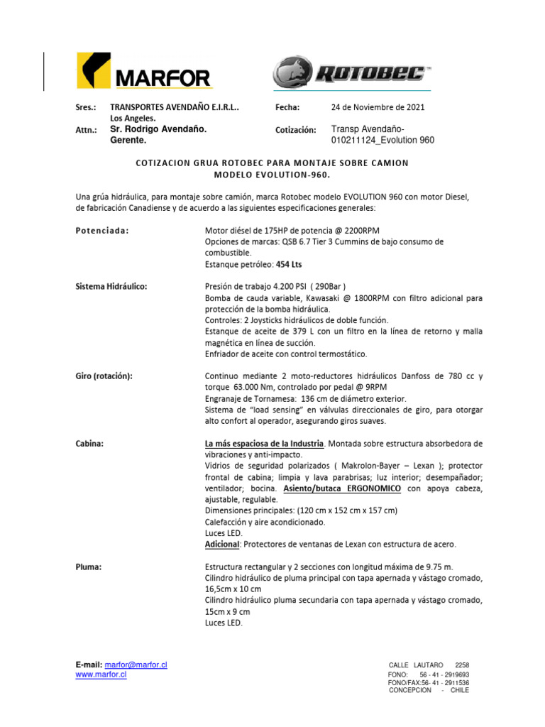 Transp Avendaño-010211124 - Evolution 960 | PDF | Ingeniería ...