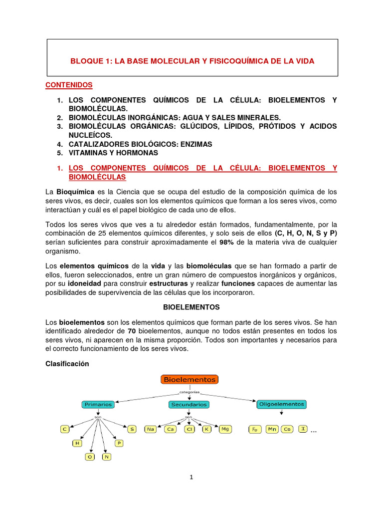 Bioelementos Biomoleculasinorganicas | PDF | Propiedades del agua | Polaridad química