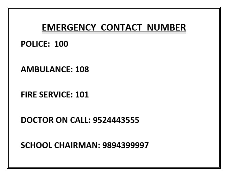 Essential Emergency Contact Numbers | PDF