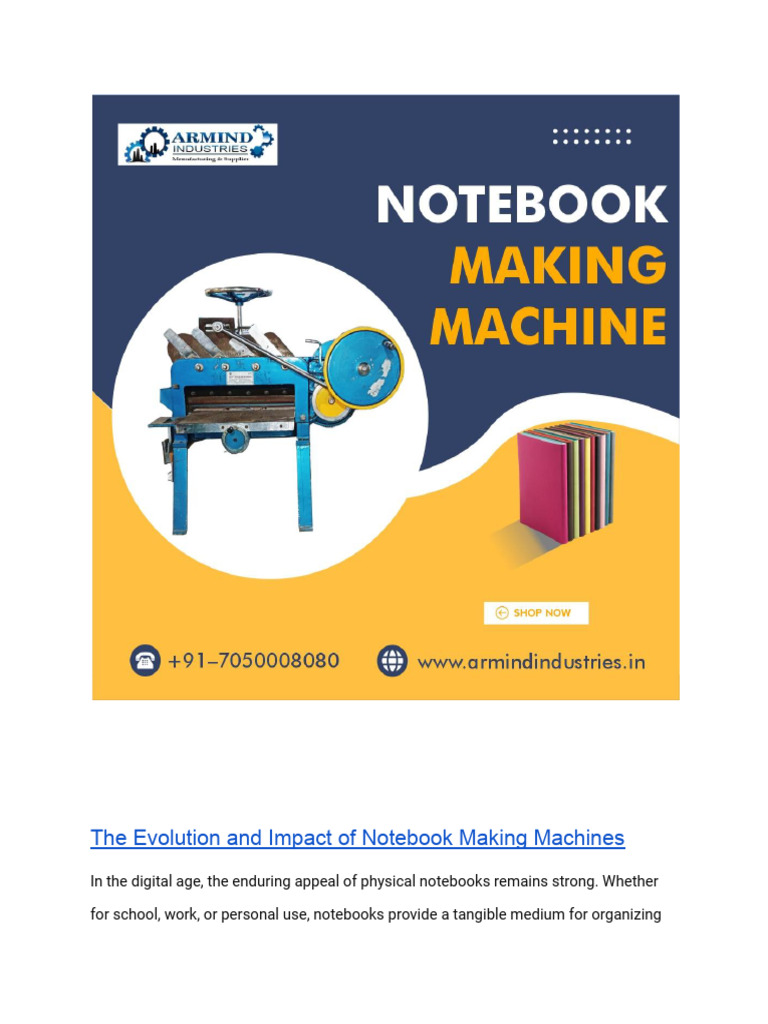 Notebook Making Machine | PDF | Notebook | Bookbinding