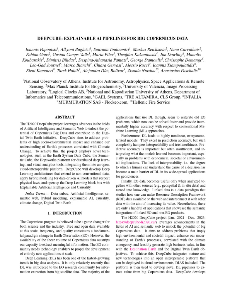 Deepcube: Explainable Ai Pipelines For Big Copernicus Data | PDF | Data | Artificial Intelligence
