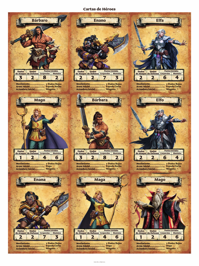 01.2 - Heroquest - Cartas (v220908) | PDF | Espada | Duendes