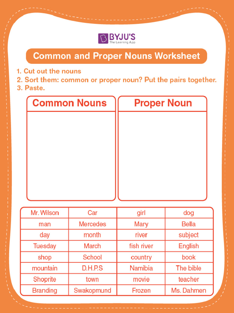 Common and Proper Nouns Worksheet 03 | PDF