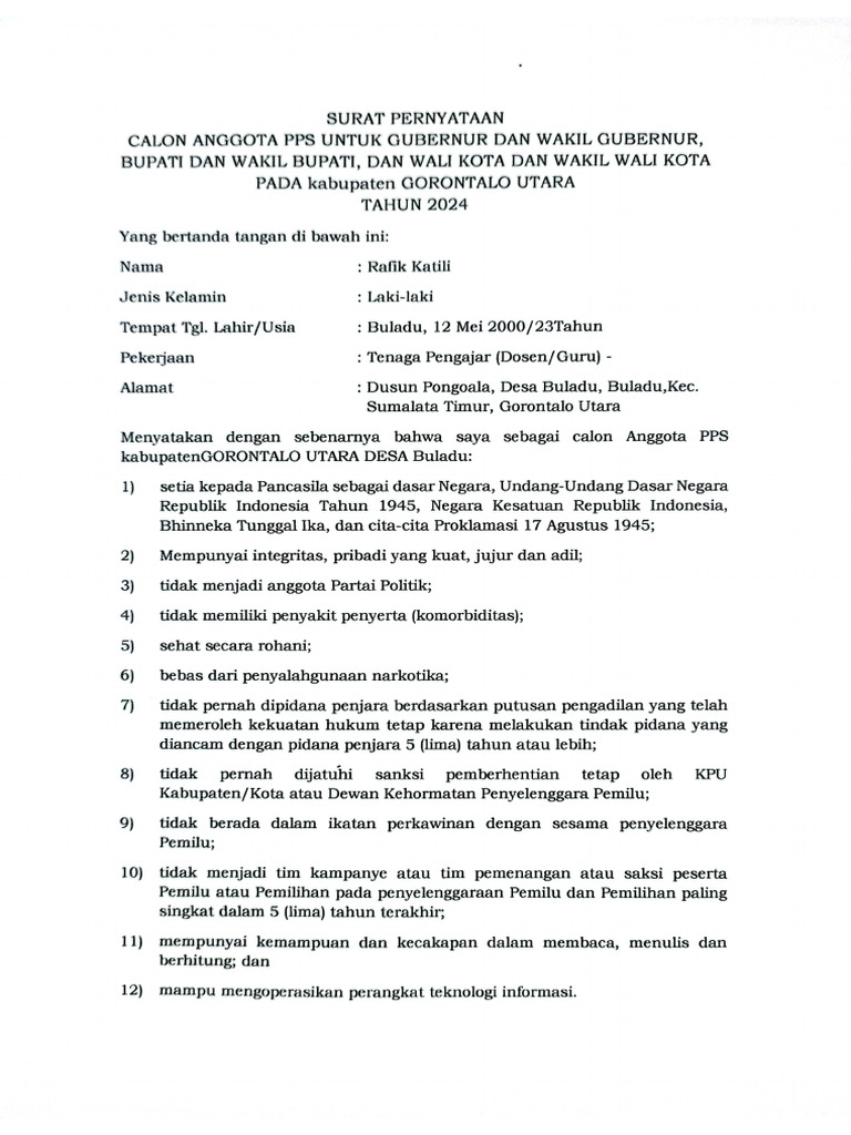 Surat Pernyataaan PPS24 | PDF