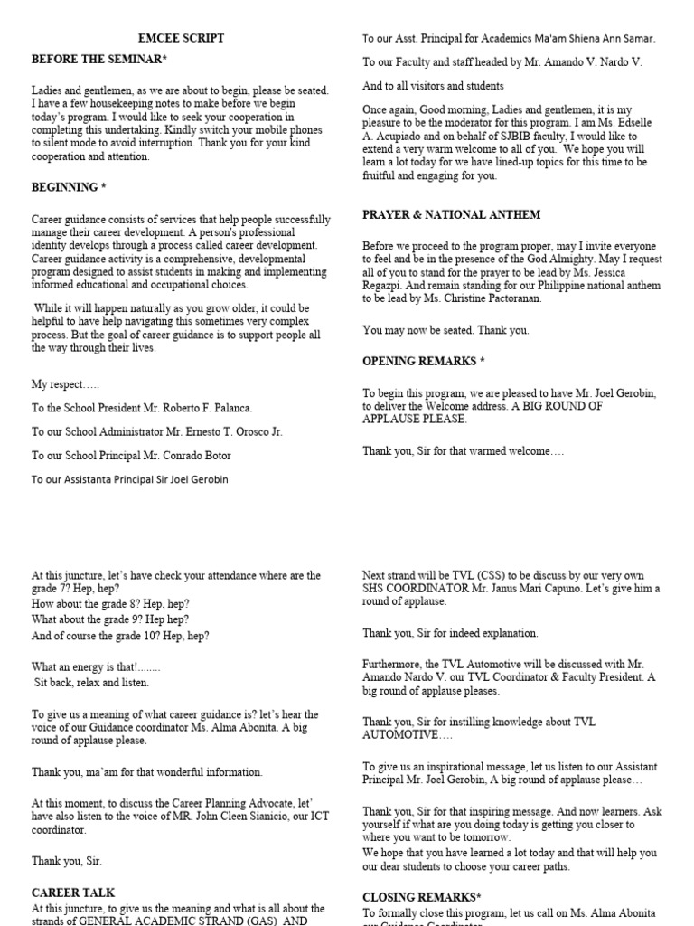 Career Guidance Script | PDF