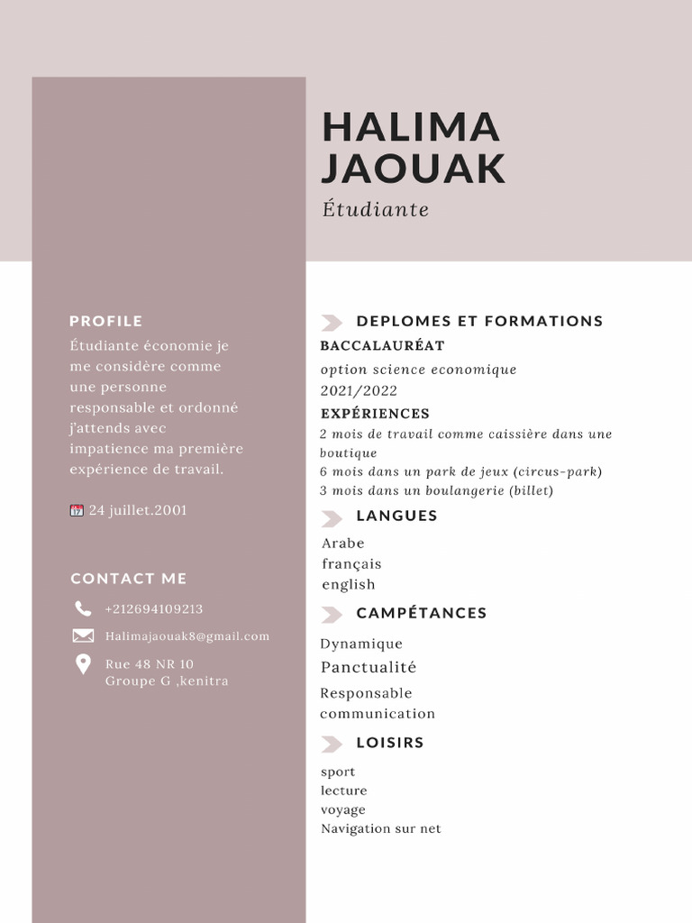 White Simple Student CV Resume | PDF
