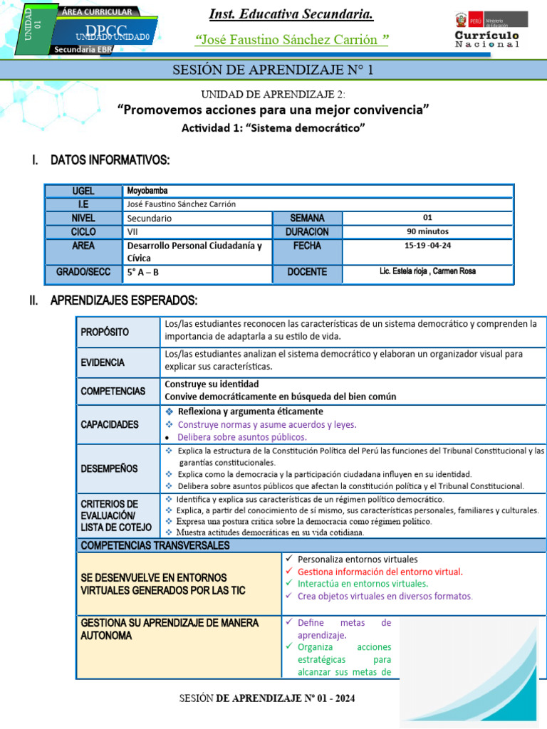 5º DPCC Ses 1 Uni 1 Sem 01 - 2023 | Descargar gratis PDF | Democracia | Ideologías políticas