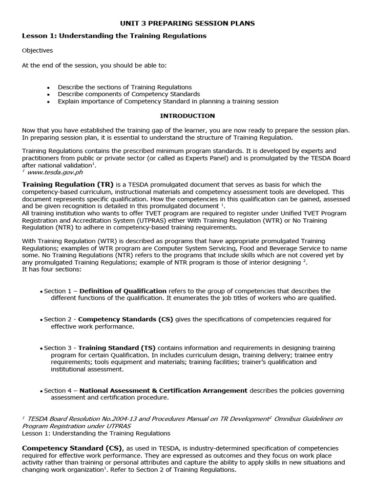 Unit 3 Preparing Session Plans | PDF | Educational Assessment | Learning