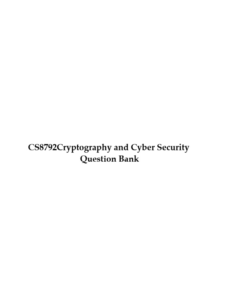 CB3491 QBank | PDF | Cryptography | Public Key Cryptography