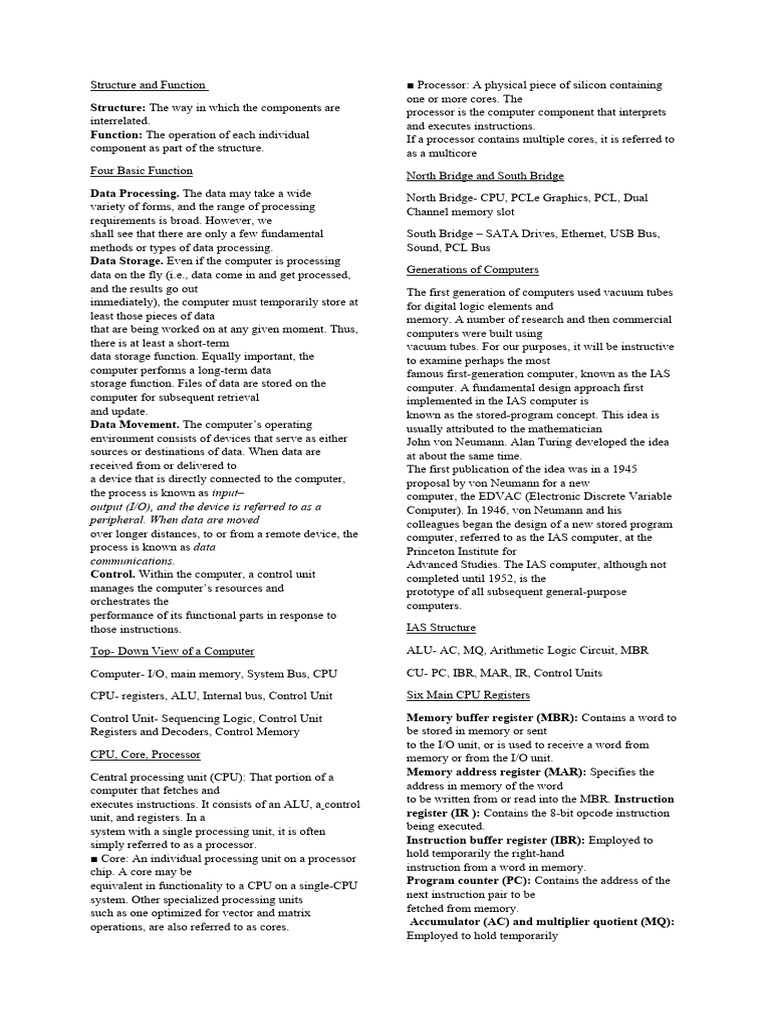Structure and Function | PDF | Central Processing Unit | Computer Data Storage