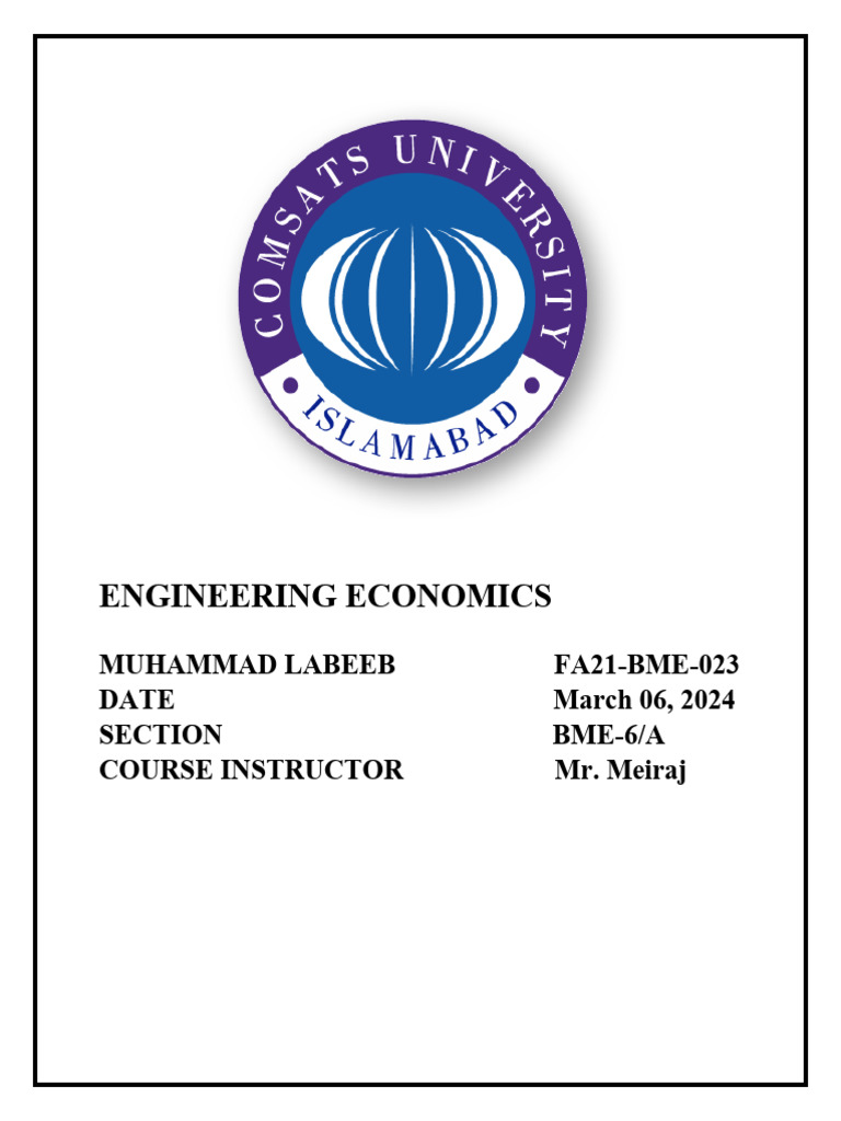Labeeb Assignment Engineering Economics | PDF | Present Value | Discounting