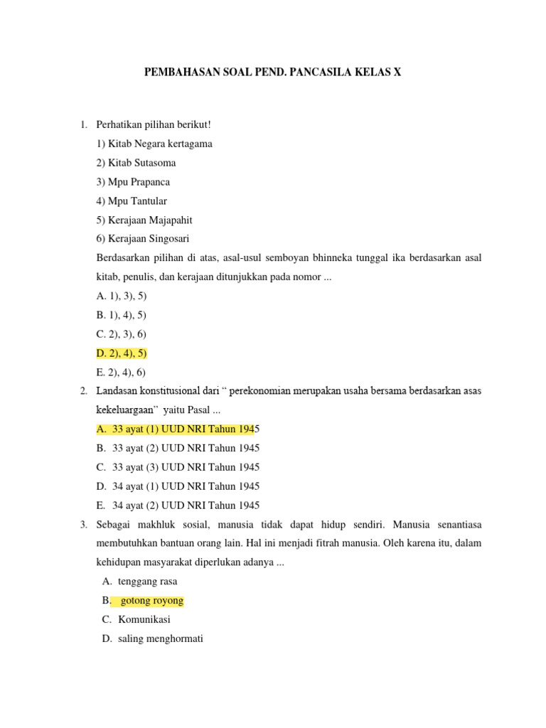 Pembahasan Soal Kls X SMSTR 2 | PDF