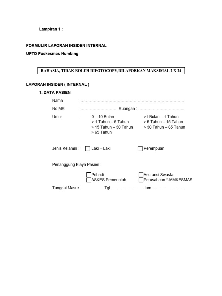 Citra Formulir Laporan Insiden Internal | PDF | Hukum