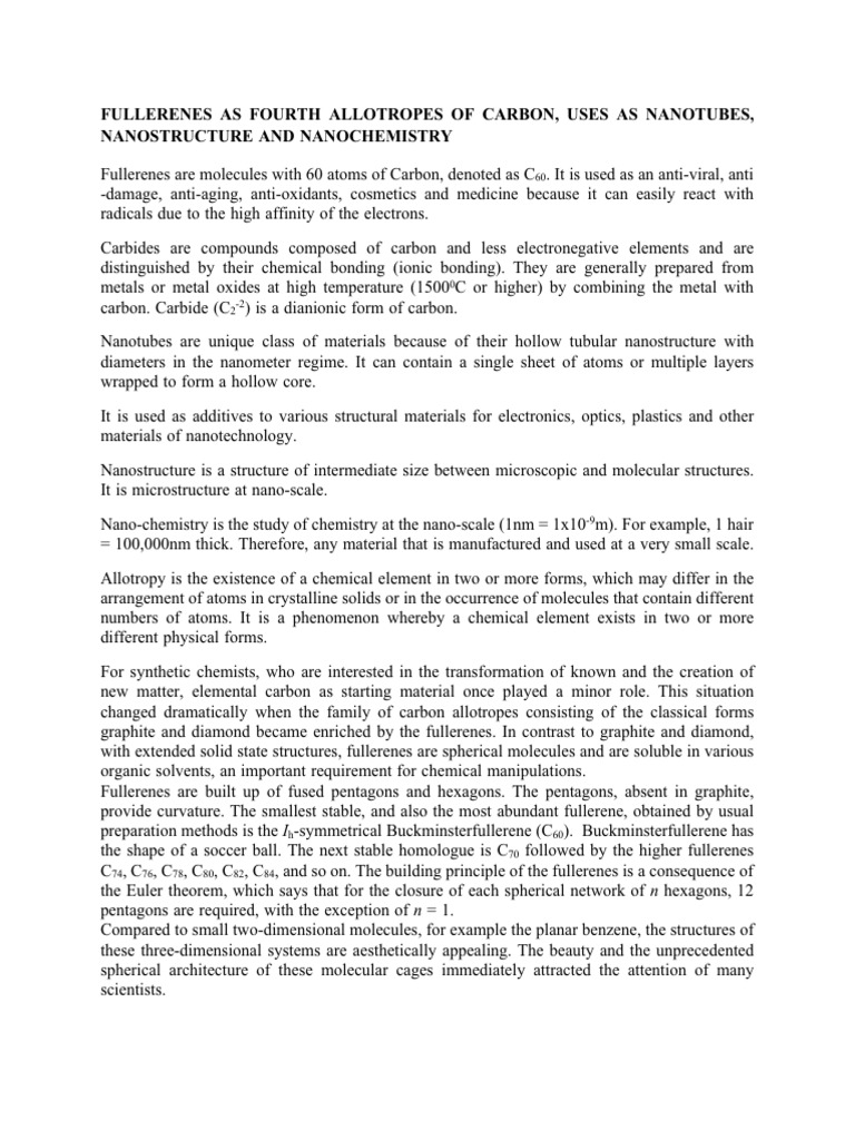 FULLERENES AS FOURTH ALLOTROPES OF CARBON(3) | PDF | Fullerene | Carbon