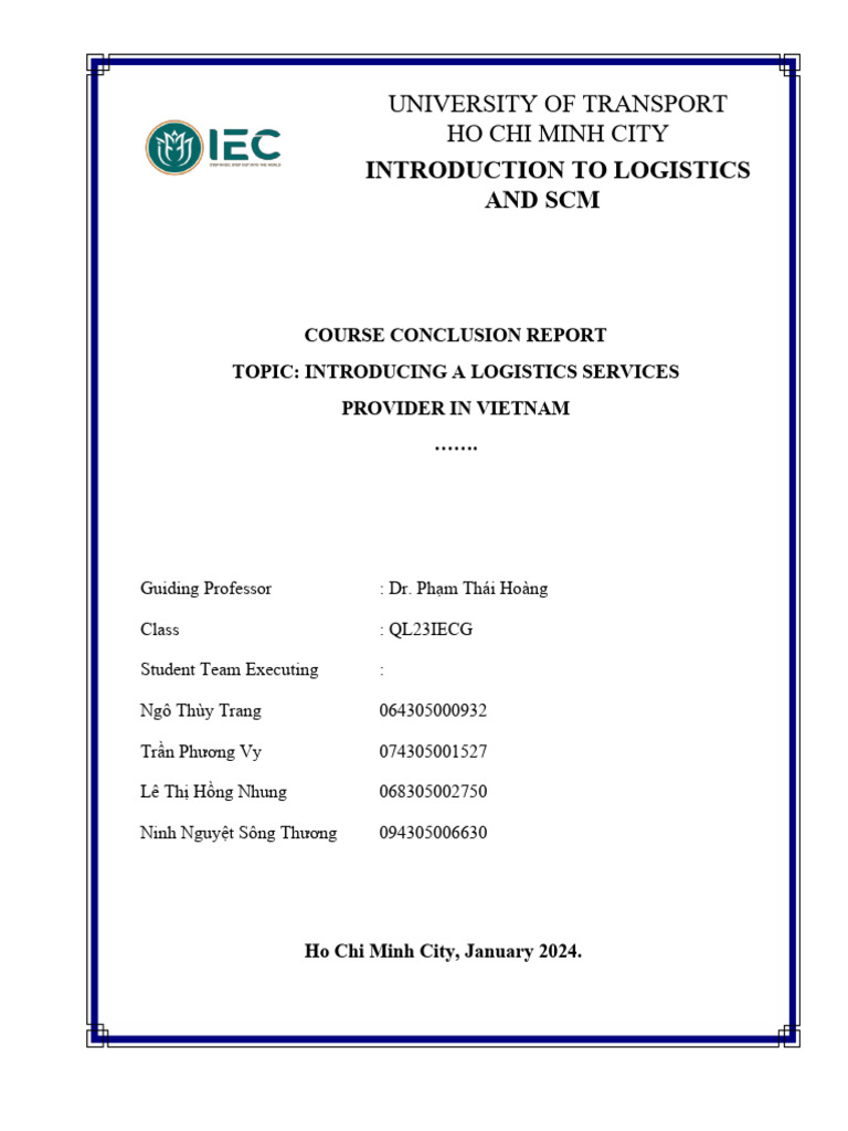 Introduction To Logistics and SCM | PDF | Logistics | Delivery (Commerce)