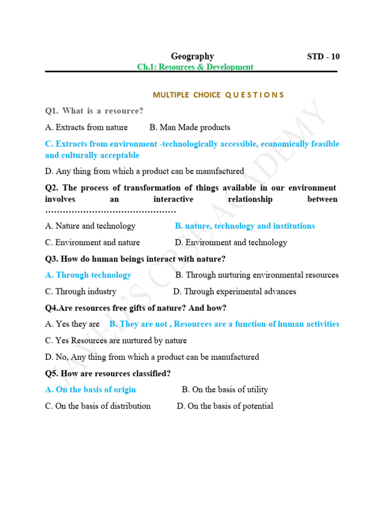 Class 10 - Resource and Development | PDF | Resource | Soil