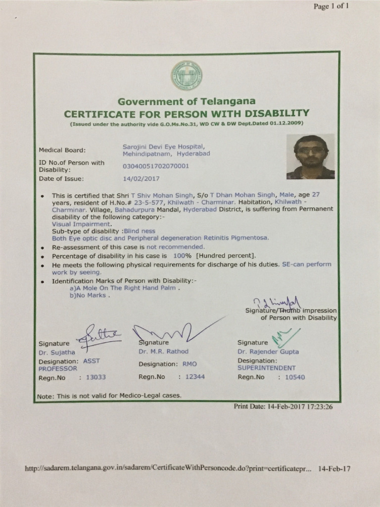 Disability Certifica | PDF