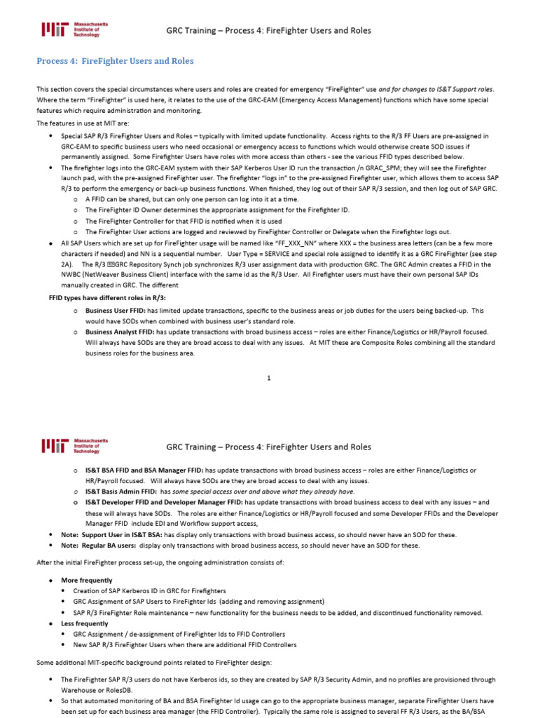 FireFighter User Roles in SAP GRC | PDF | Computer Science | Software ...